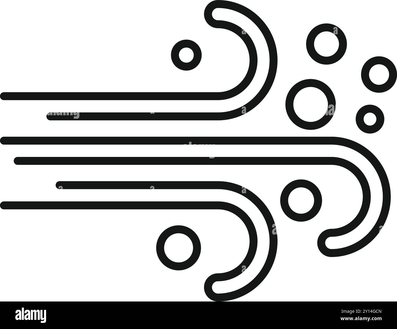 Line art vector of a strong wind blowing from left to right with ...