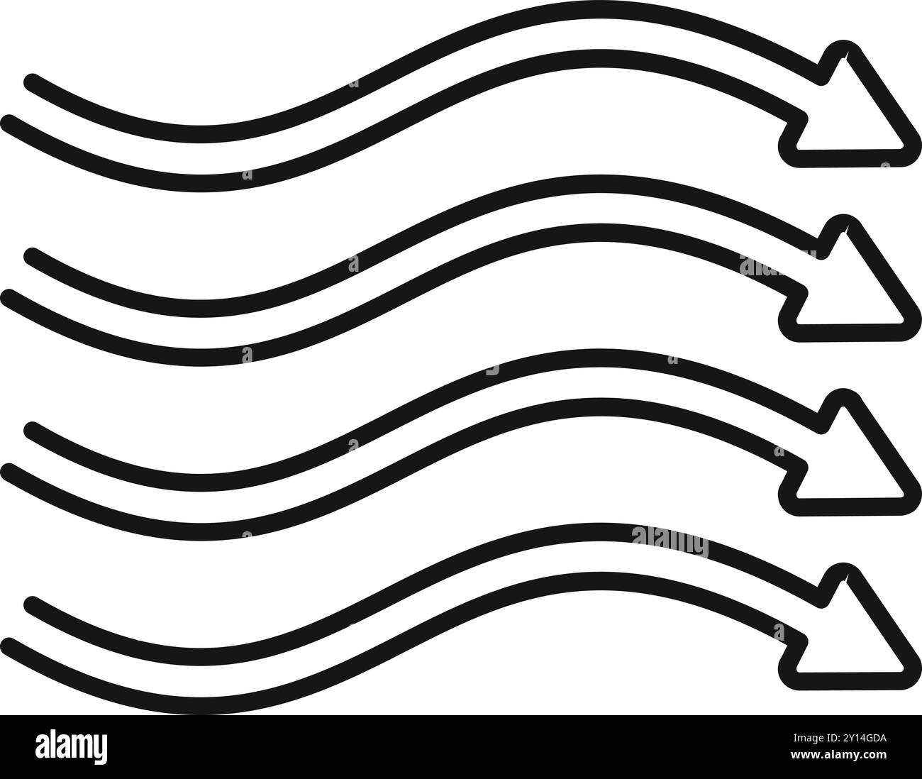 Black outline icon representing air flow blowing with four arrows ...