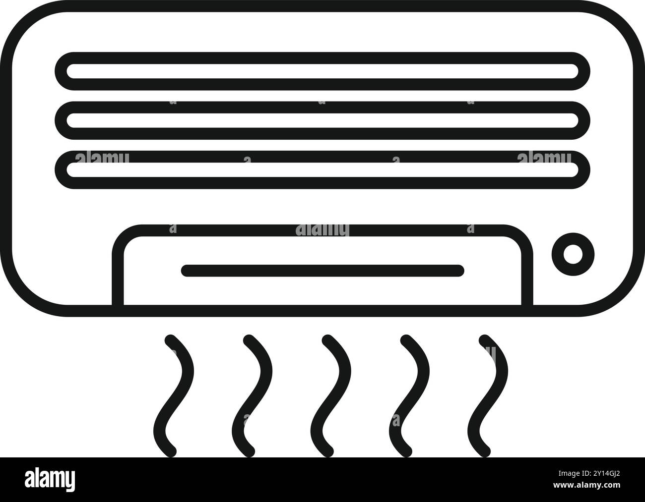 Simple line icon of an air conditioner mounted on the wall, blowing ...