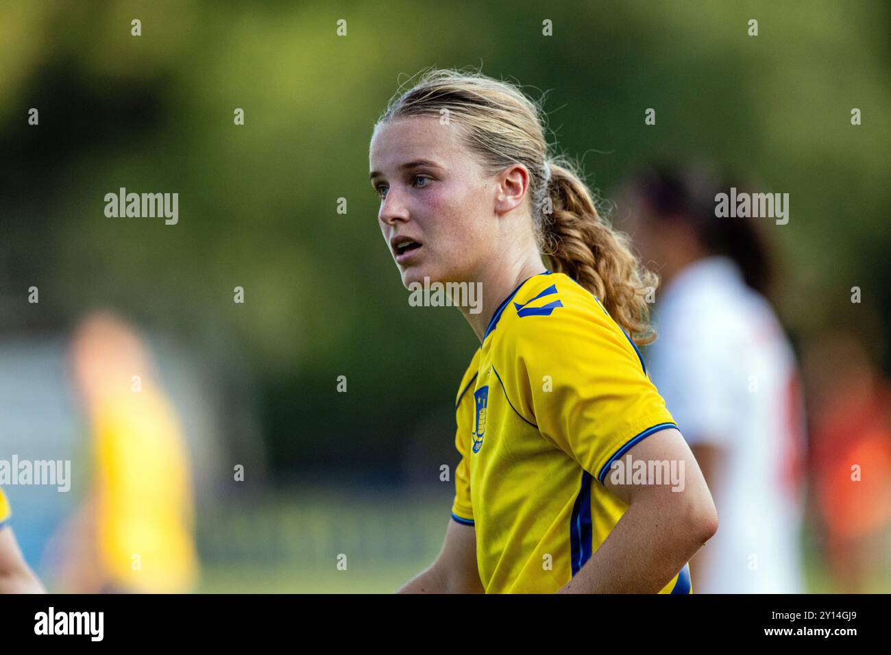 Broendby, Denmark. 04th Sep, 2024. Agnete Nielsen (15) of Broendby IF ...
