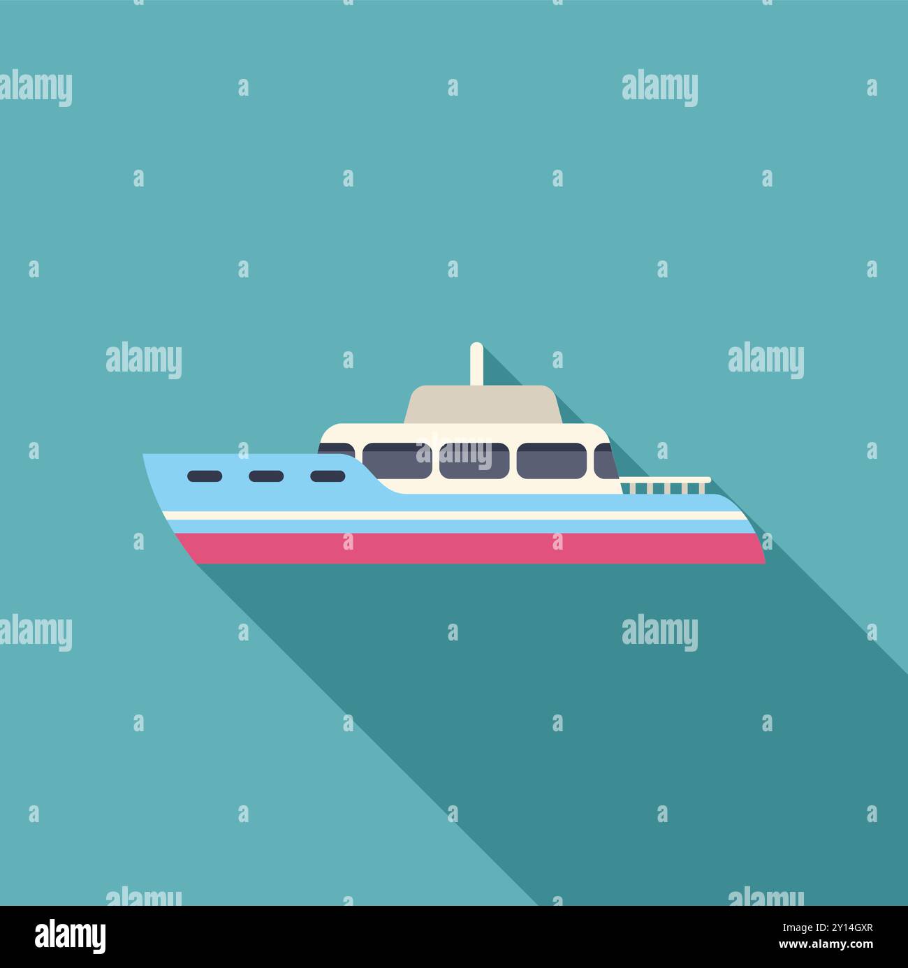 Minimalist vector illustration of a passenger ferry boat sailing on ...