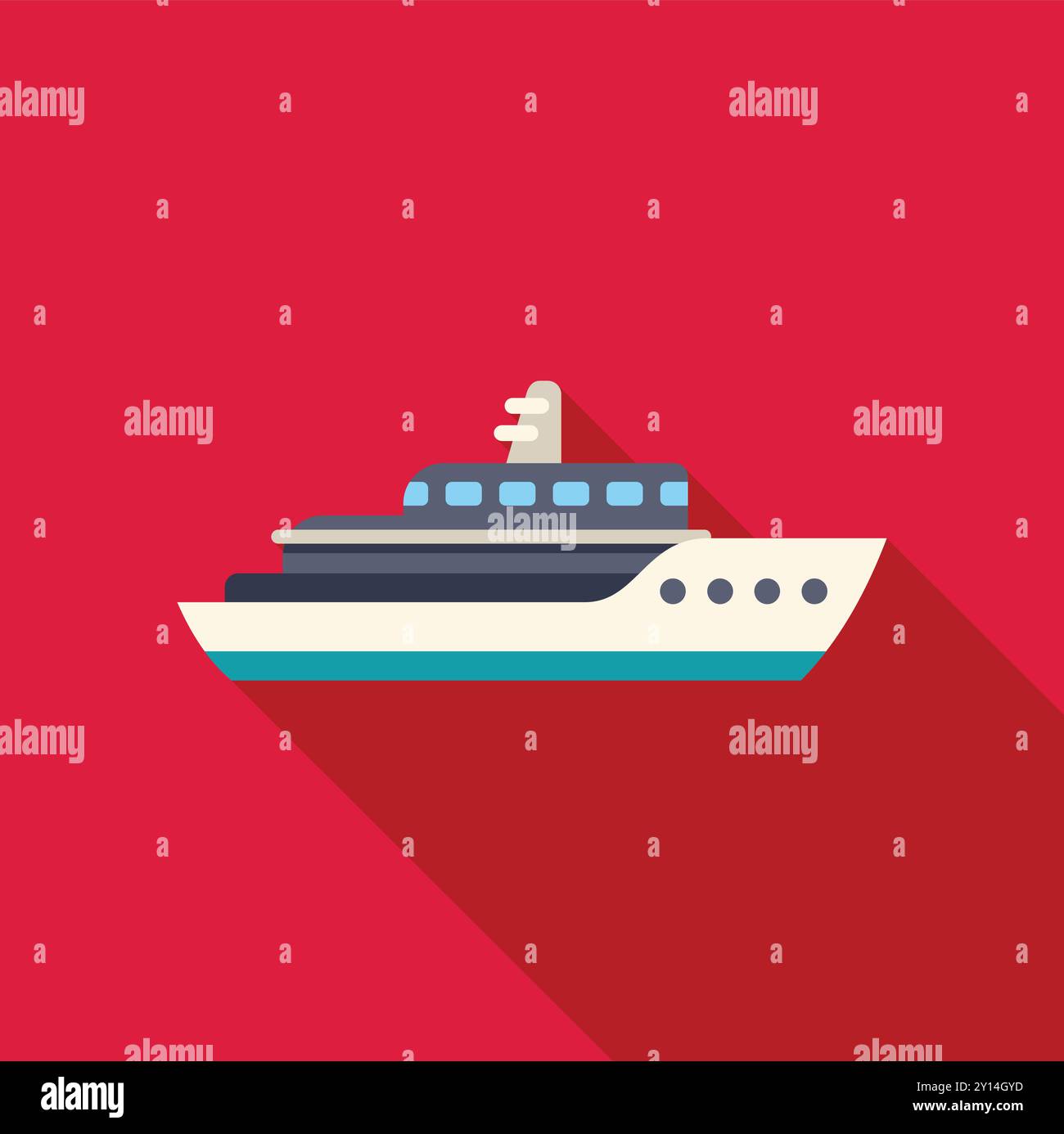 Minimalist vector illustration of a white pleasure boat sailing on a ...