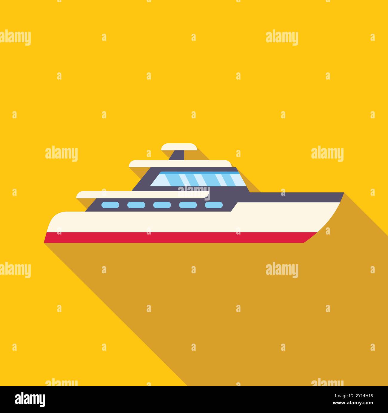 Illustration featuring a luxury yacht sailing on a yellow background ...