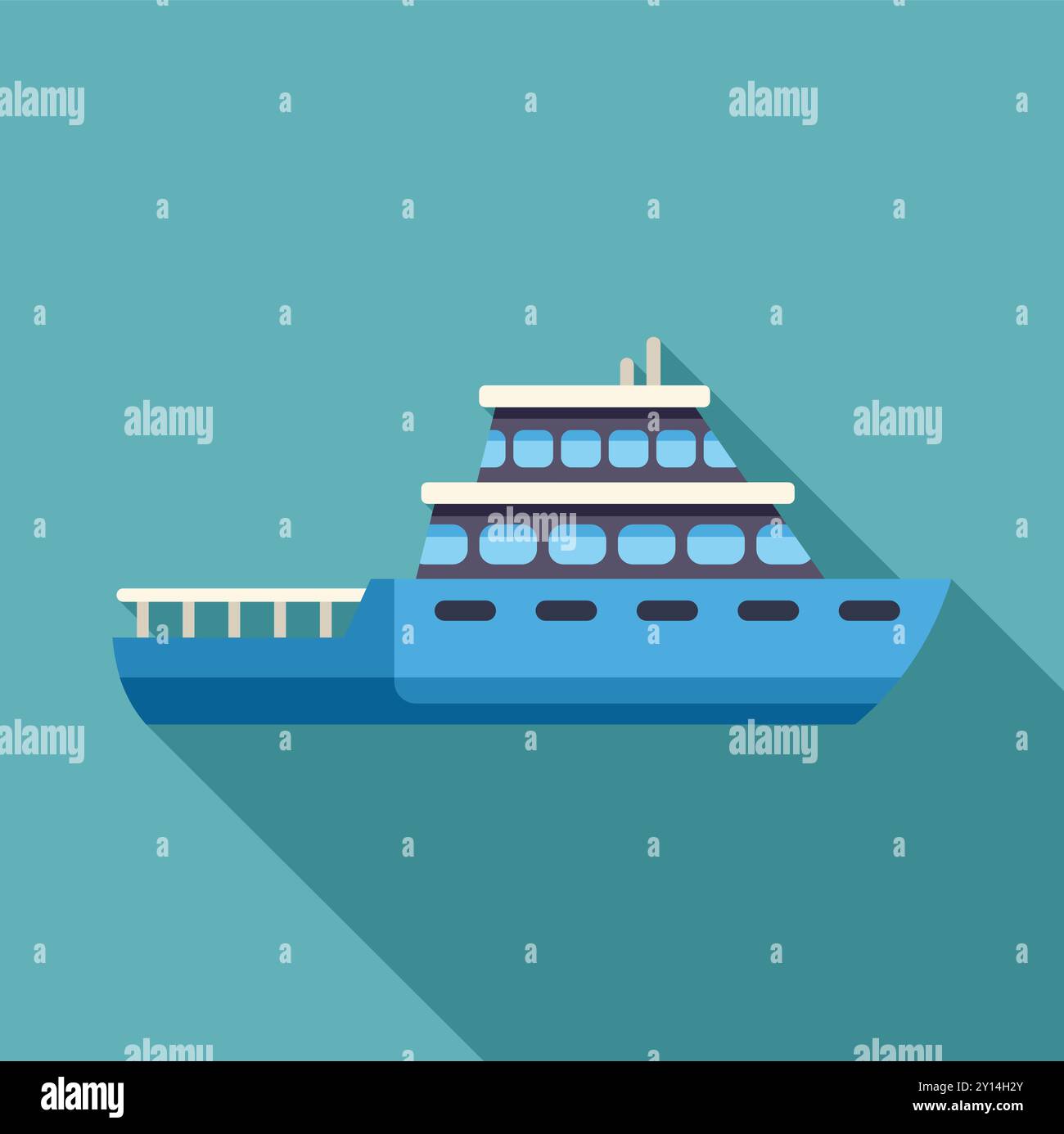 Minimalist illustration featuring a three deck cruise ship sailing on ...