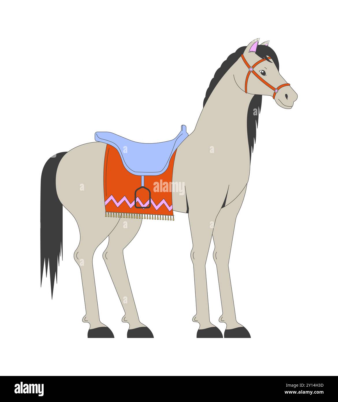Saddled purebred horse 2D cartoon character Stock Vector Image & Art ...