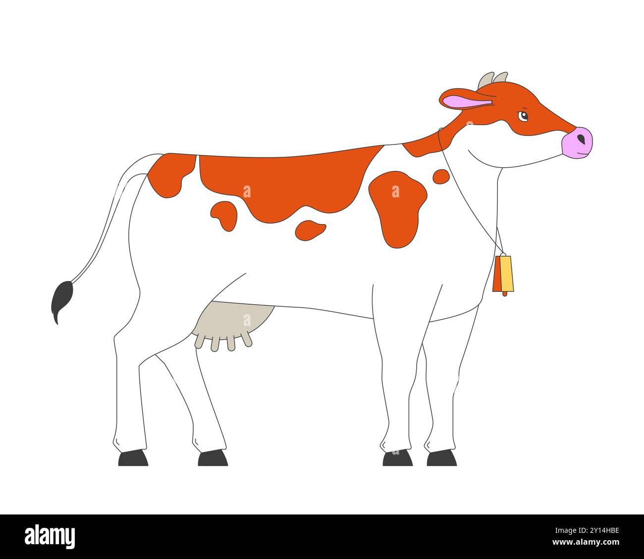 Farm cow with bell 2D cartoon character Stock Vector Image & Art - Alamy