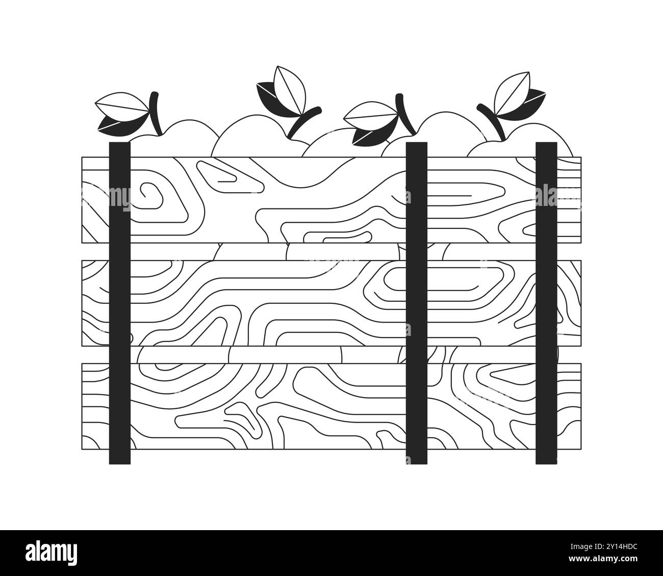 Apples in wooden crate 2D cartoon object Stock Vector Image & Art - Alamy