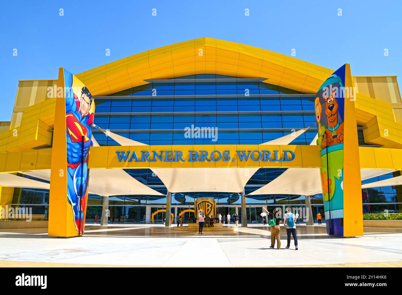 ABU DHABI - MAR 29: Main entrance to the Warner Bros World indoor theme ...