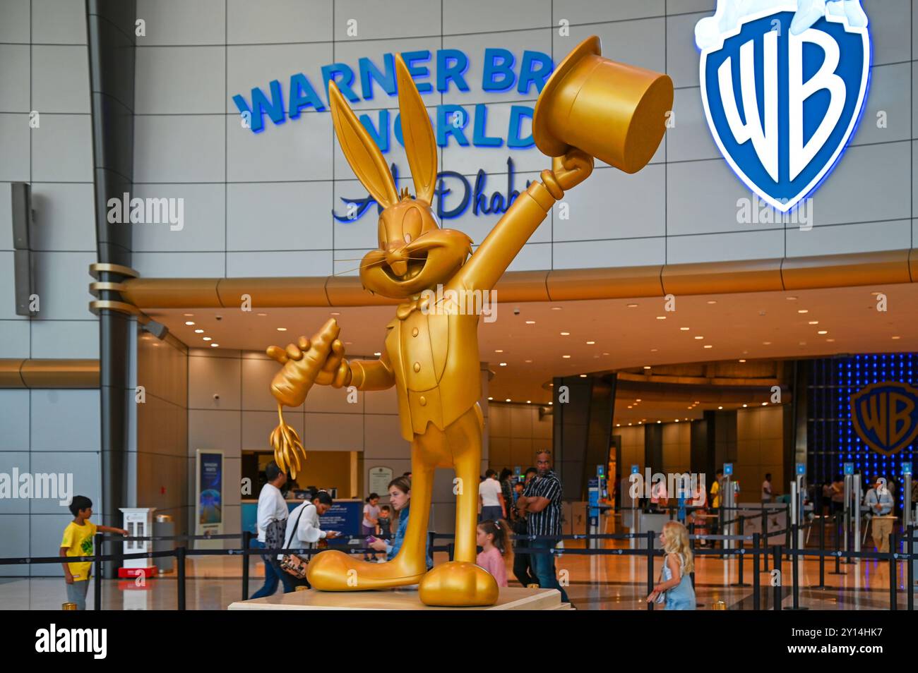 ABU DHABI - MAR 29: Bugs Bunny and logotype of Warner Bros in WB World ...