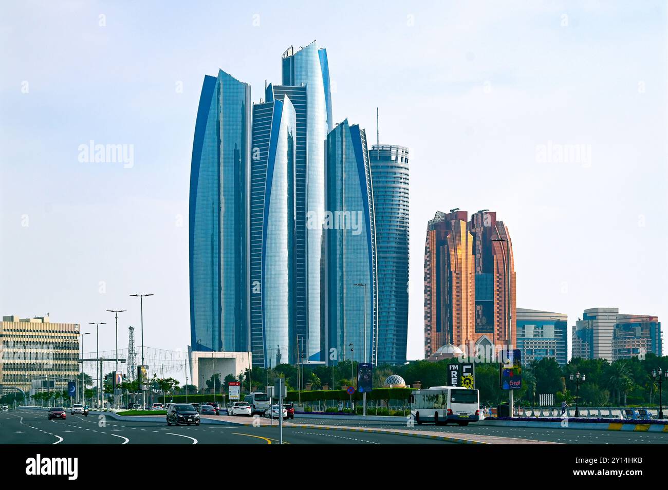 ABU DHABI - MAR 30: Panoramic view of The Etihad Towers complex of ...