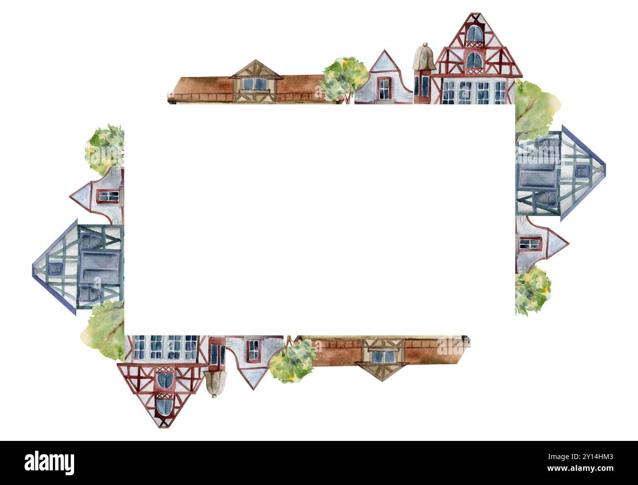 Old European city town street houses, urban exterior facades ...