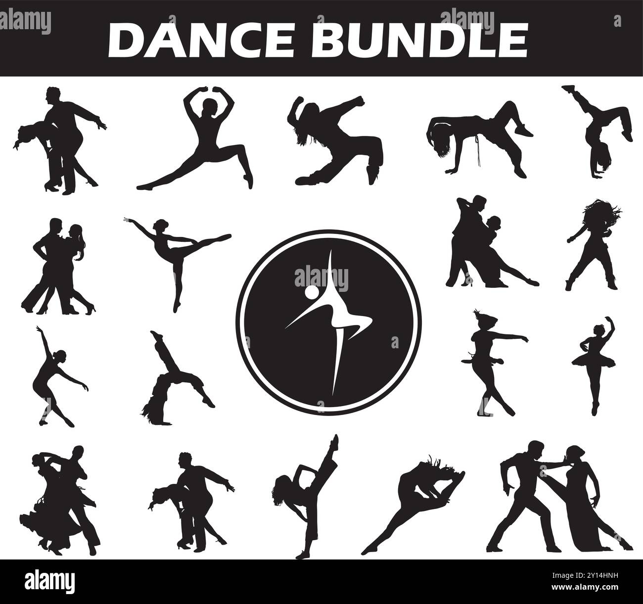 Dance Silhouette Bundle | Collection of Dance Players with Logo and ...