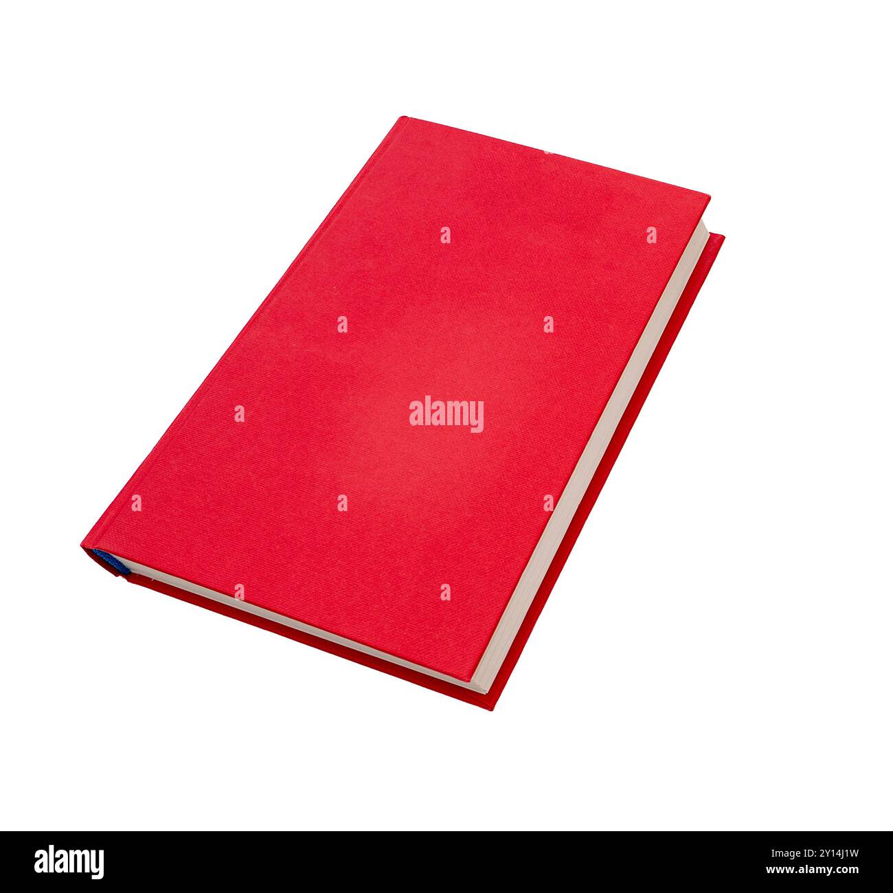 Closed book with red cover isolated on white , top view, clipping path ...