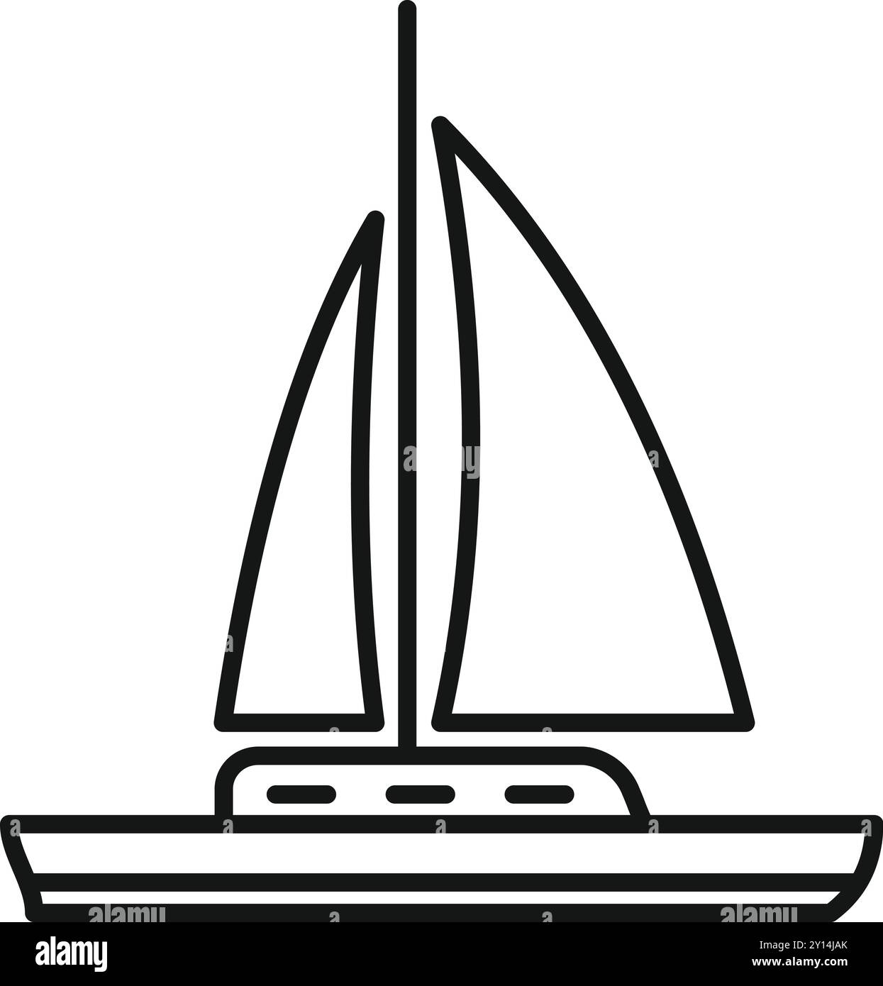 Simple vector icon of a catamaran sailing boat with open sails Stock ...