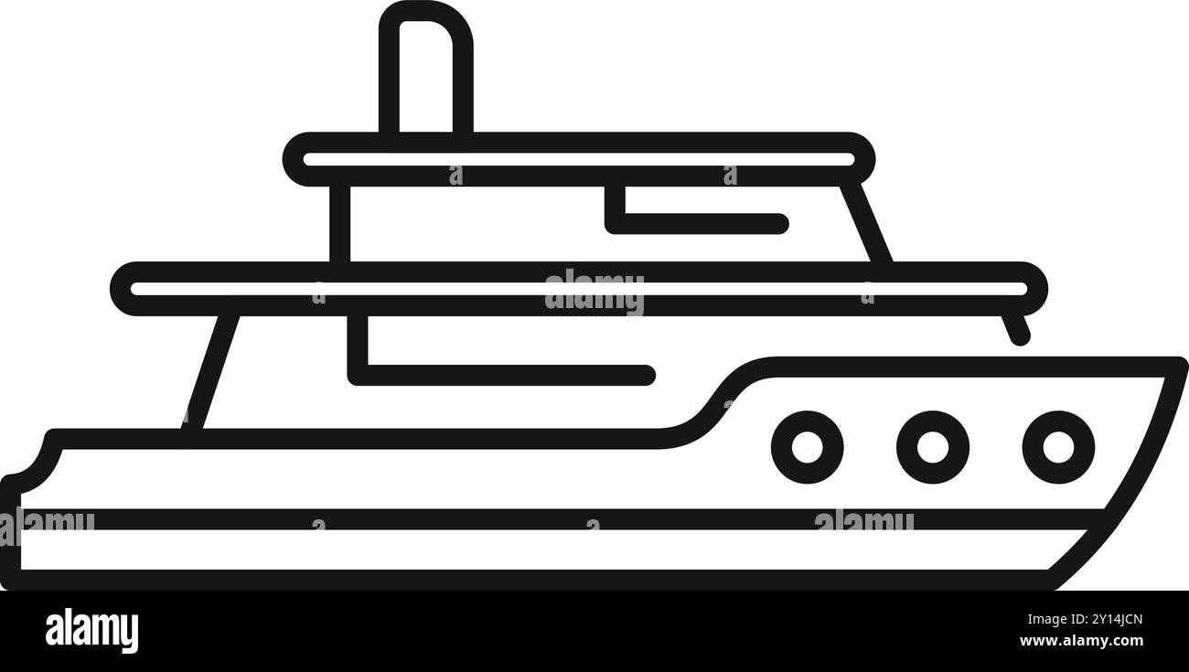 Minimalist drawing of a modern private yacht sailing on water surface ...