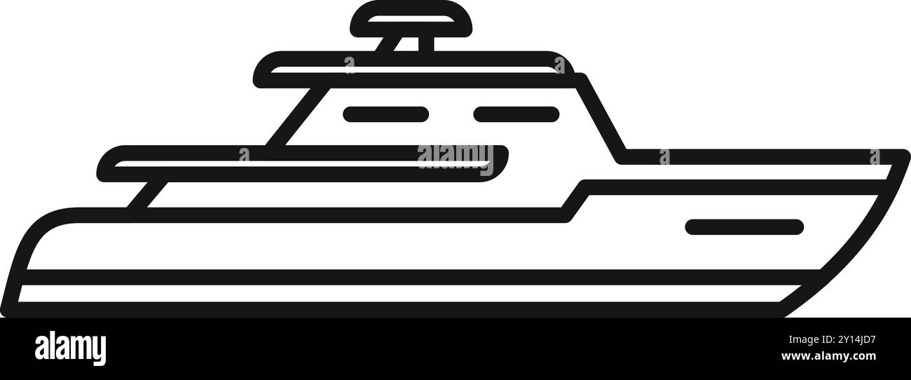 Minimalist drawing of a modern yacht sailing on the sea, side view ...