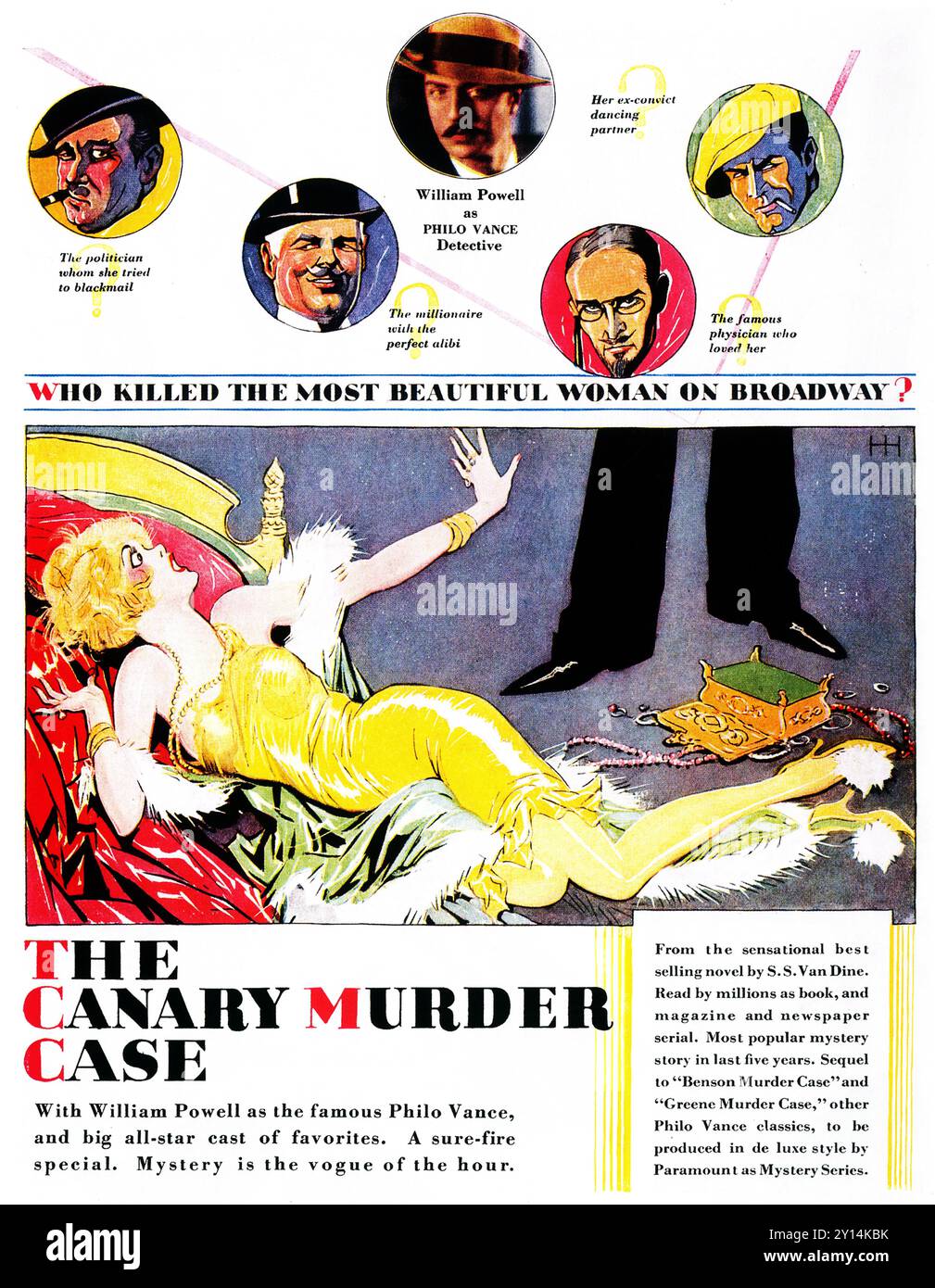 1928 The Canary Murder Case film poster, stars William Powell ...