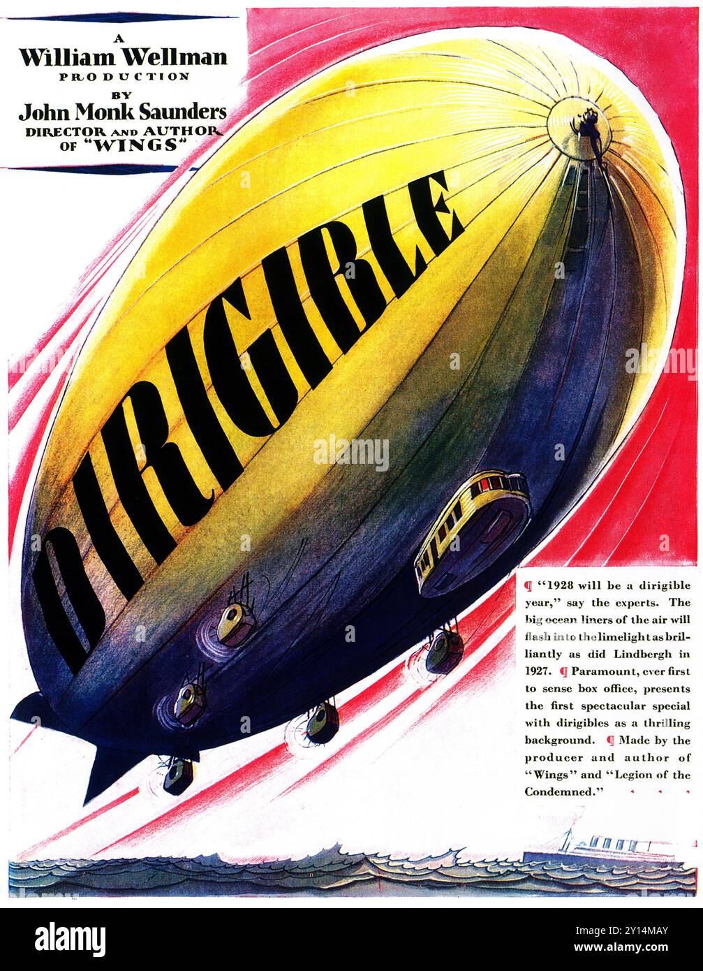 1928 Promo ad for the movie Dirigible, William Wellman as producer and ...