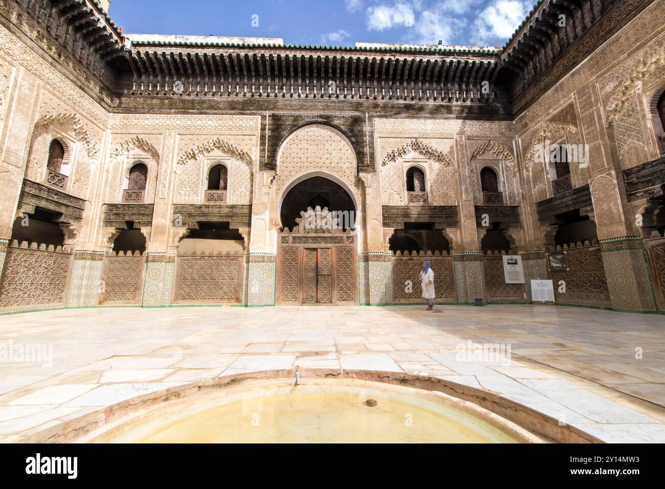 Inner courtyard of the Medrassa El Bouanania at Fes Stock Photo - Alamy
