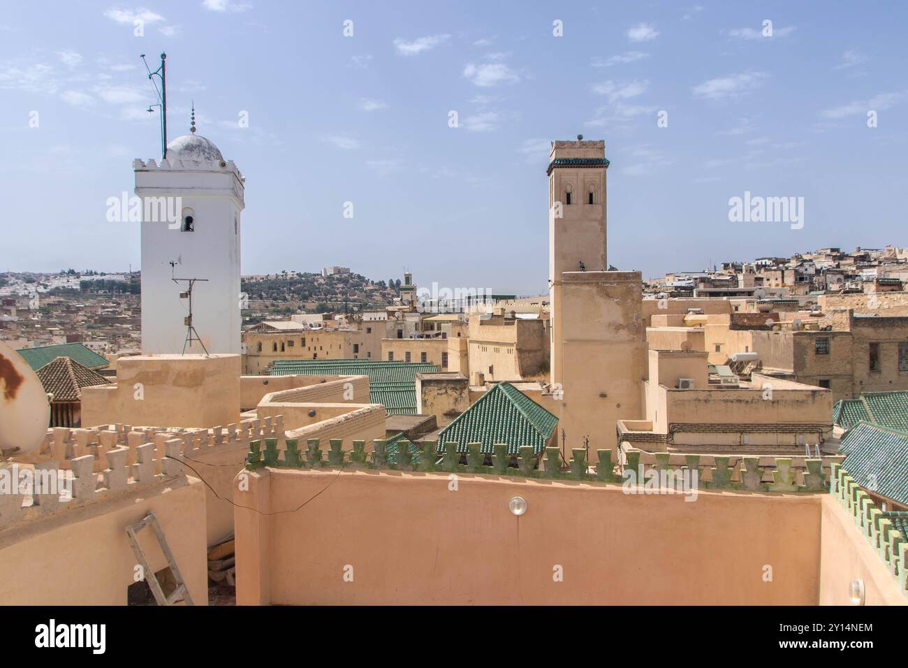 aerial view of the Medina with university and al karaouinemosque green ...
