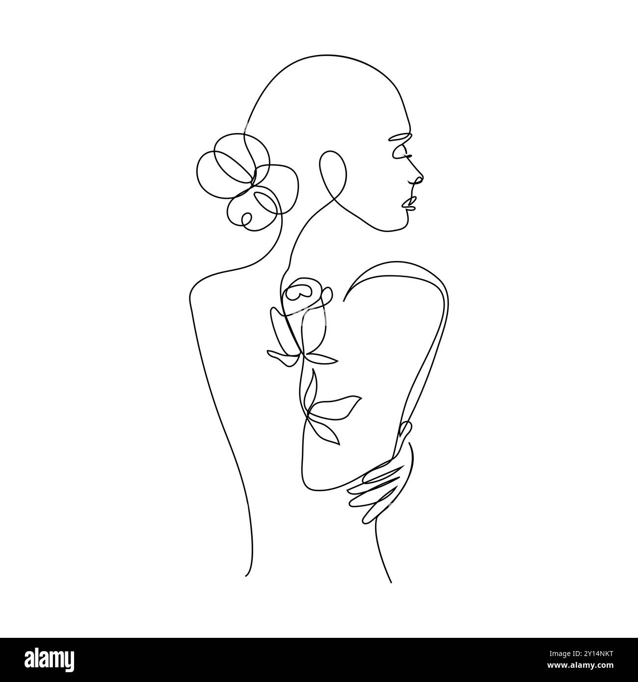 Woman profile female beauty concept. Line drawing vector illustration ...