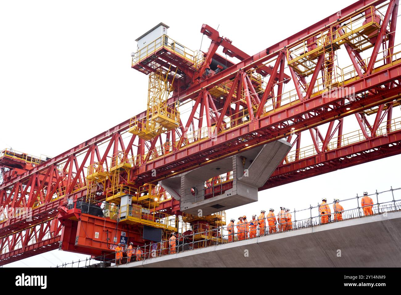 The final deck segment of HS2's 2.1-mile long viaduct crossing the ...