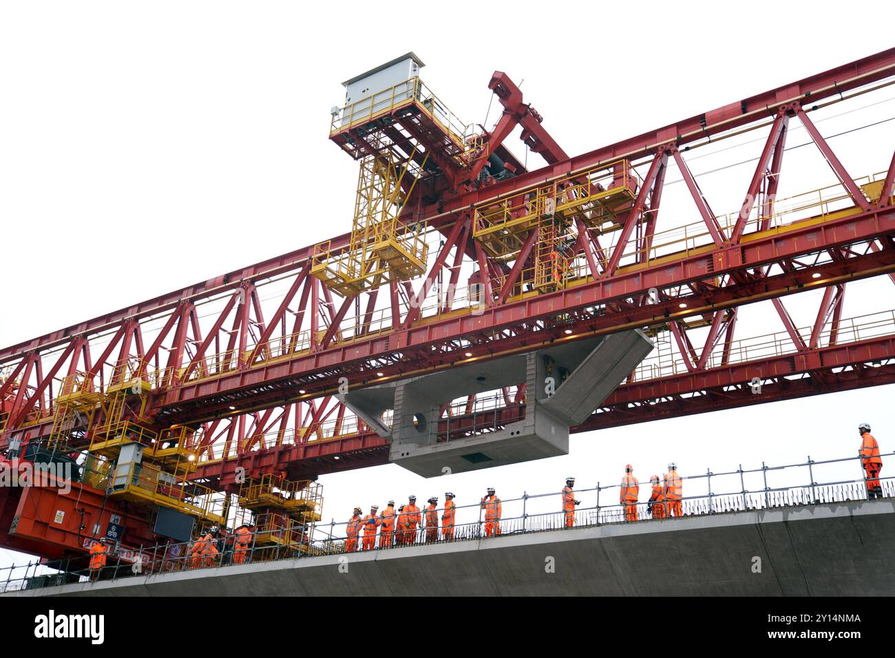 The final deck segment of HS2's 2.1-mile long viaduct crossing the ...