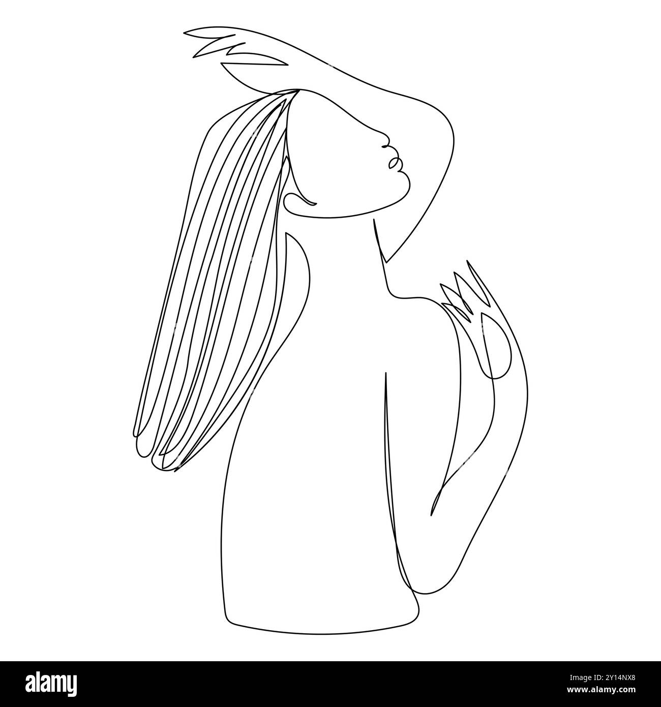 Woman Profile Female Beauty Concept Line Drawing Vector Illustration Woman Face Line Art 