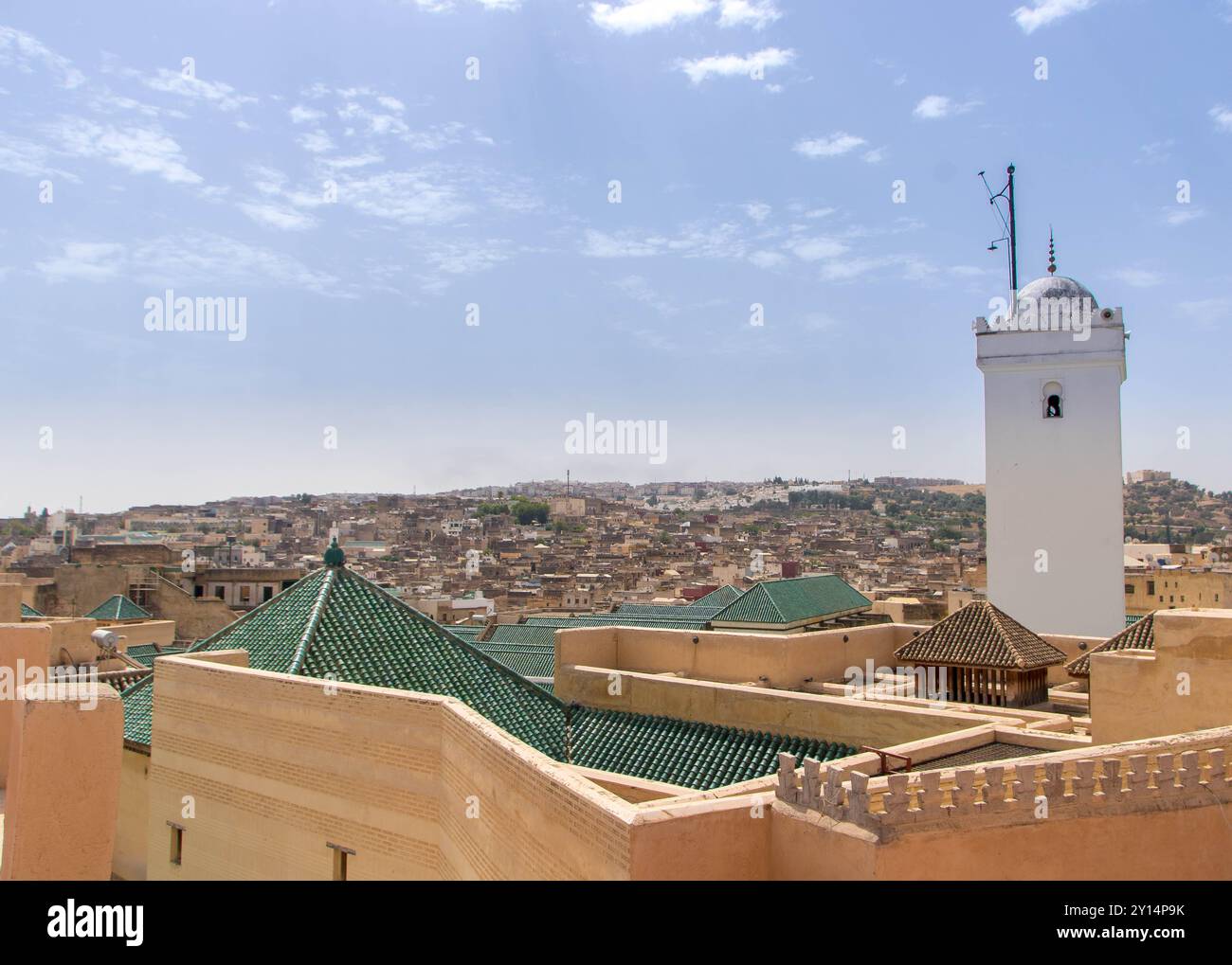 aerial view of the Medina with university and al karaouinemosque green ...