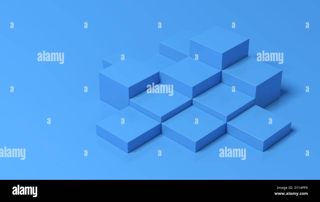 Abstract cubes. Product display. Display plinths. Stand. Blue color. 3d ...