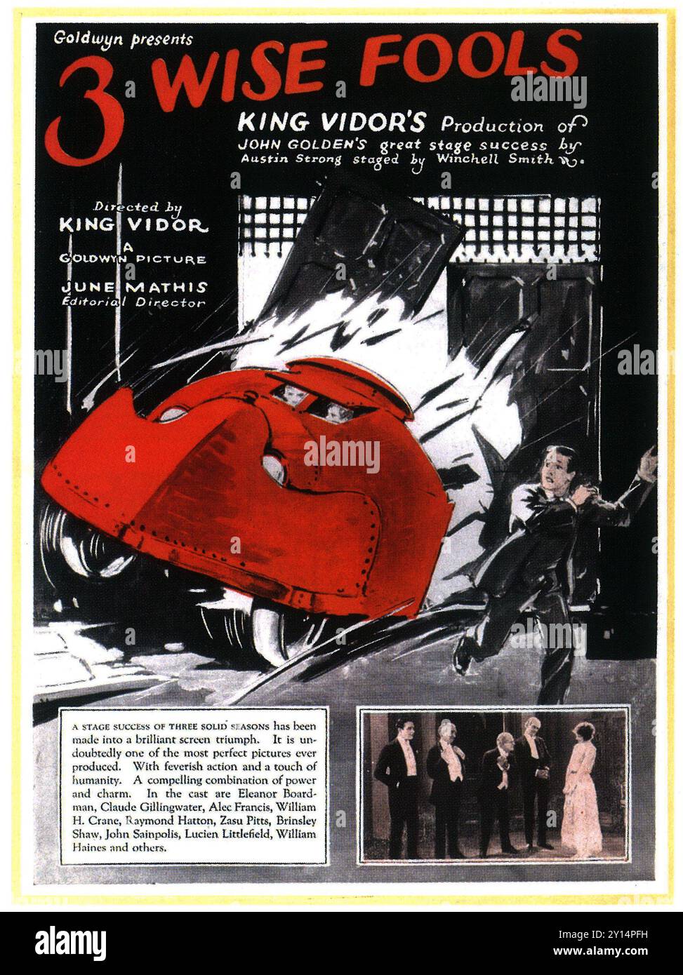 1923 Three Wise Fools film poster, dir King Vidor, Stars Claude Gillingwater, Eleanor Boardman ...