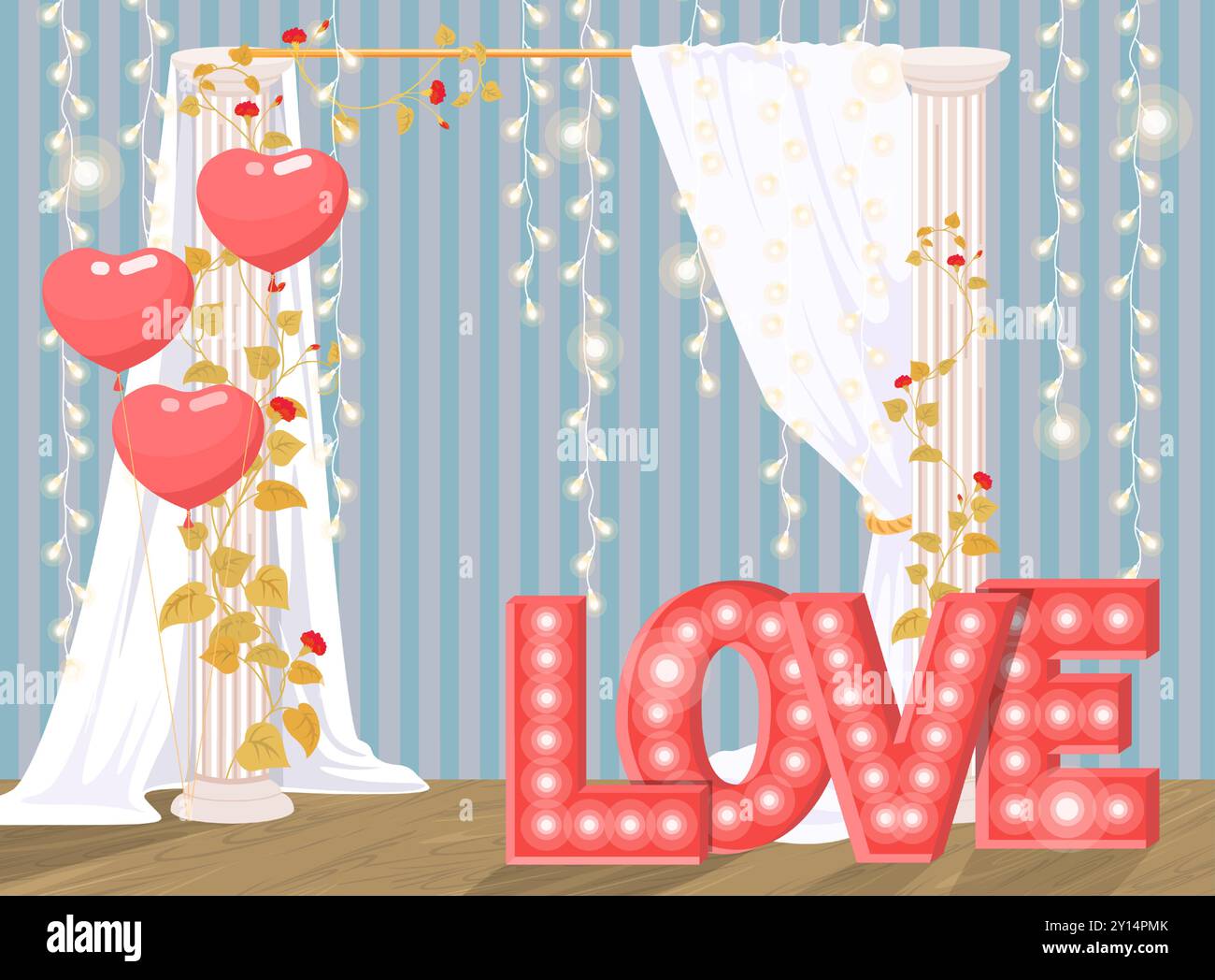 Romantic wedding photo zone background for memories pictures Stock ...
