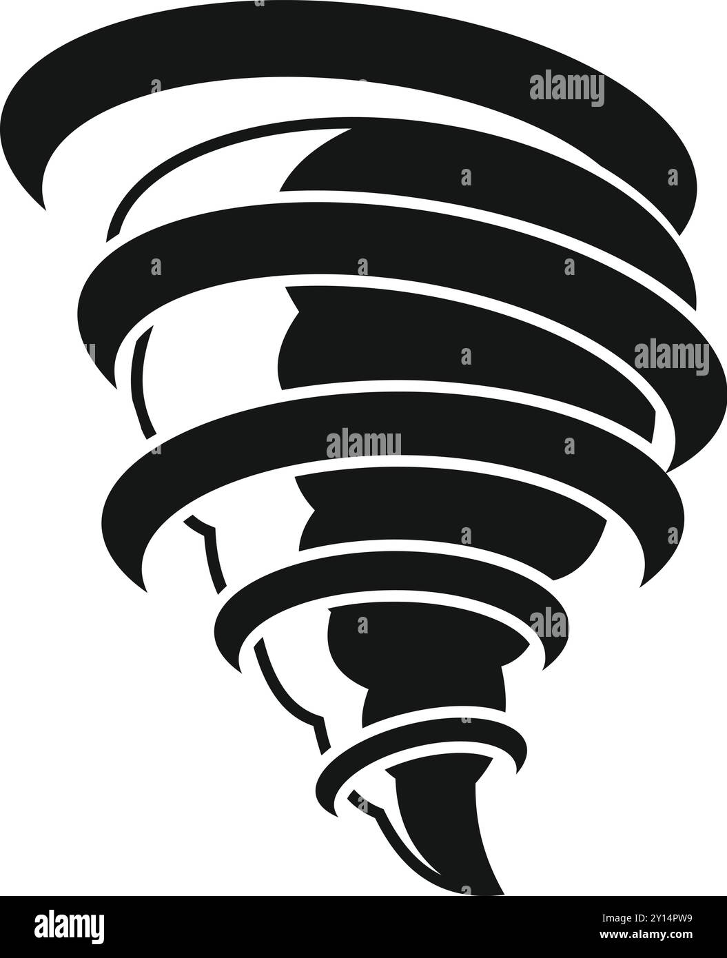 Stylized black and white illustration of a tornado rotating and forming ...