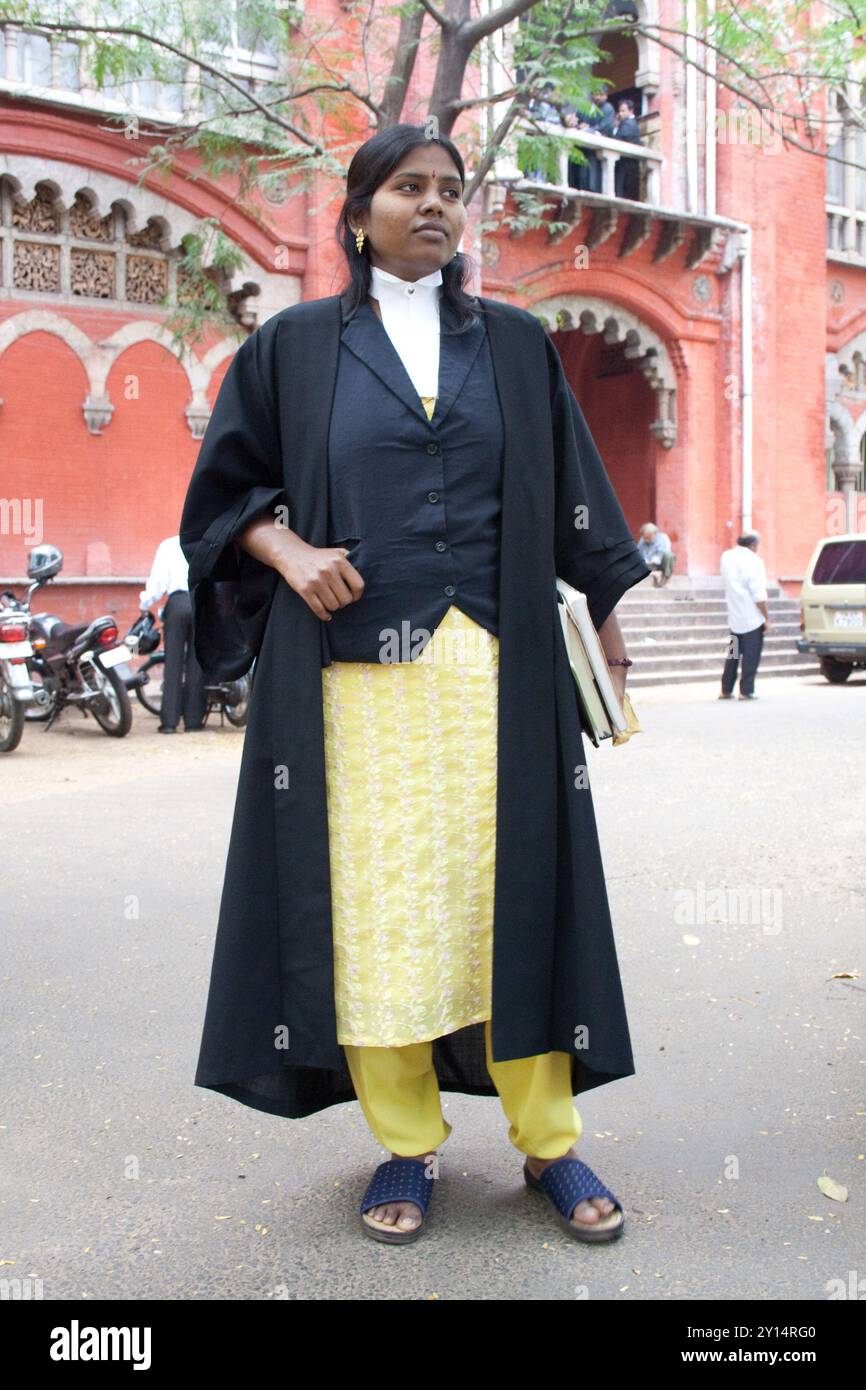 Young lady lawyer in front of the Madras/Chennai High Court, Chennai ...