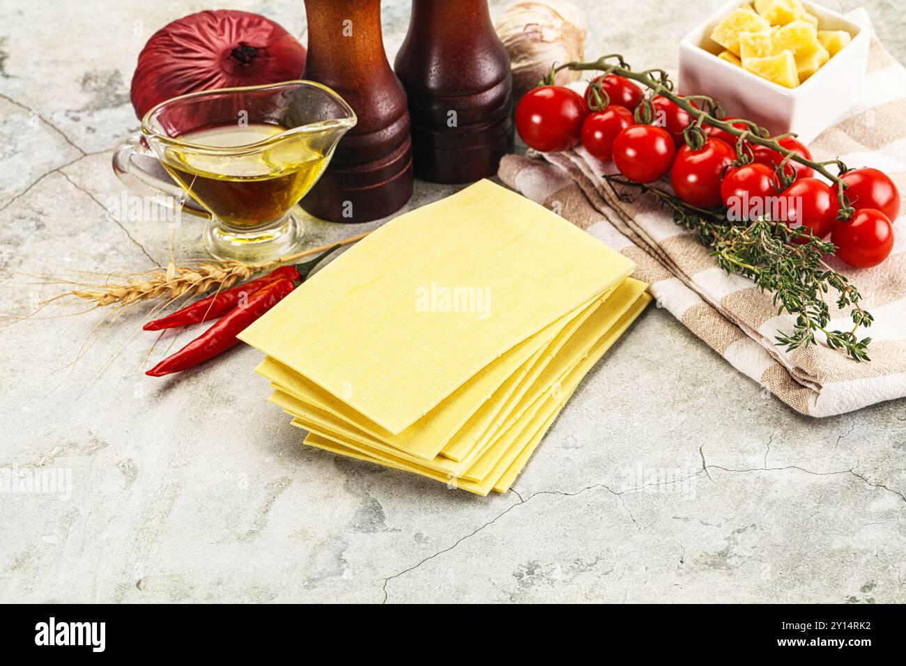Italian cuisine - dry lasagna sheets for cooking Stock Photo - Alamy