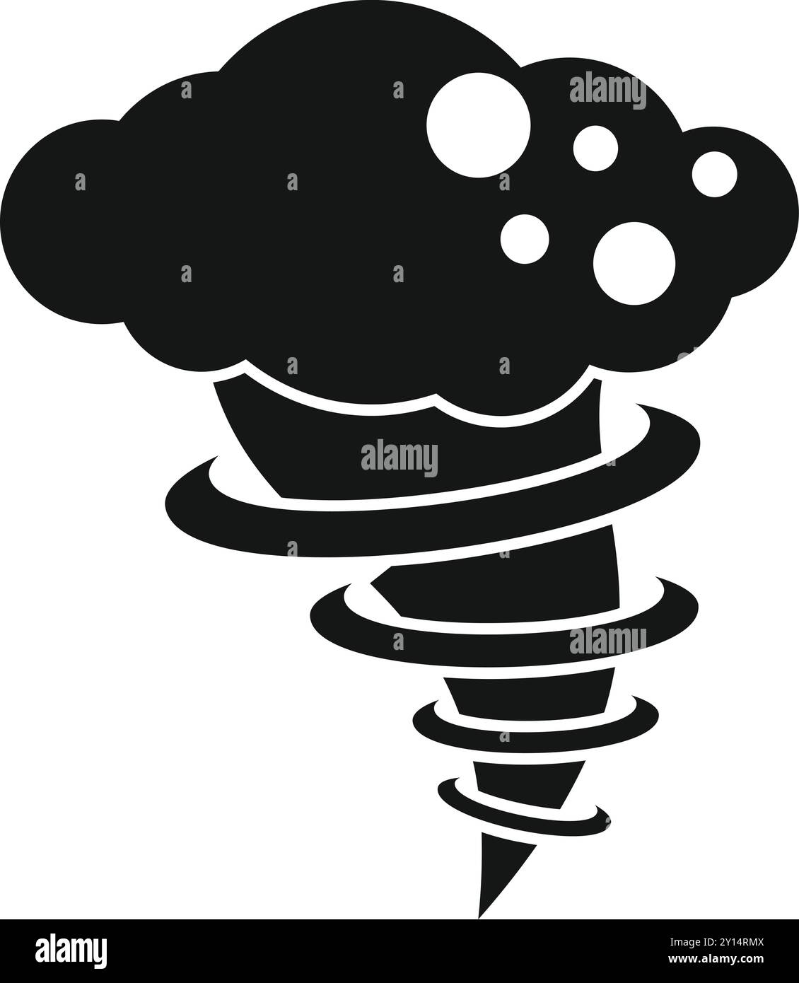 Simple hurricane icon, forming from a black cloud with white circles ...