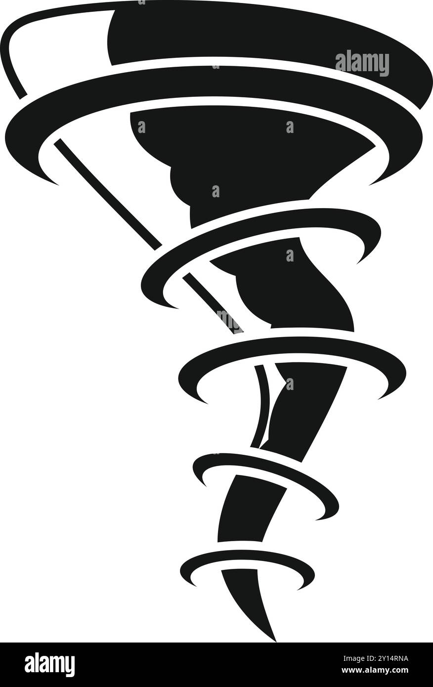 Black and white illustration of a powerful tornado rotating and ...
