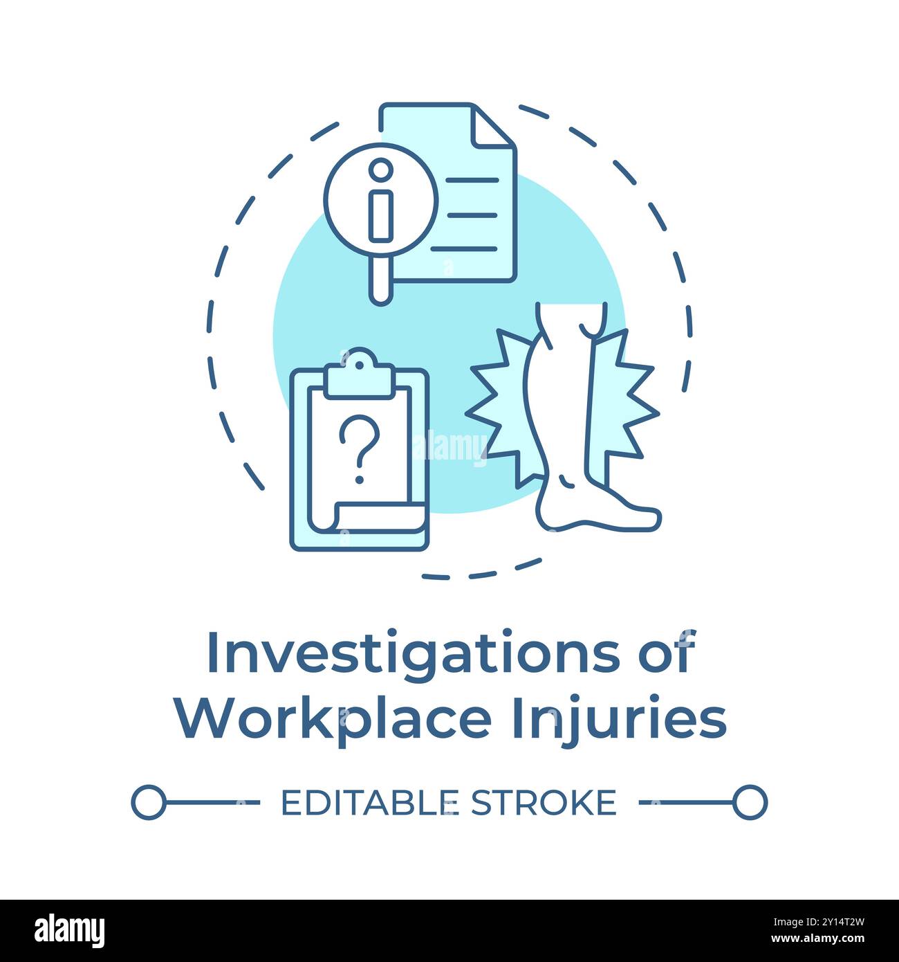 Workplace injuries investigation soft blue concept icon Stock Vector ...