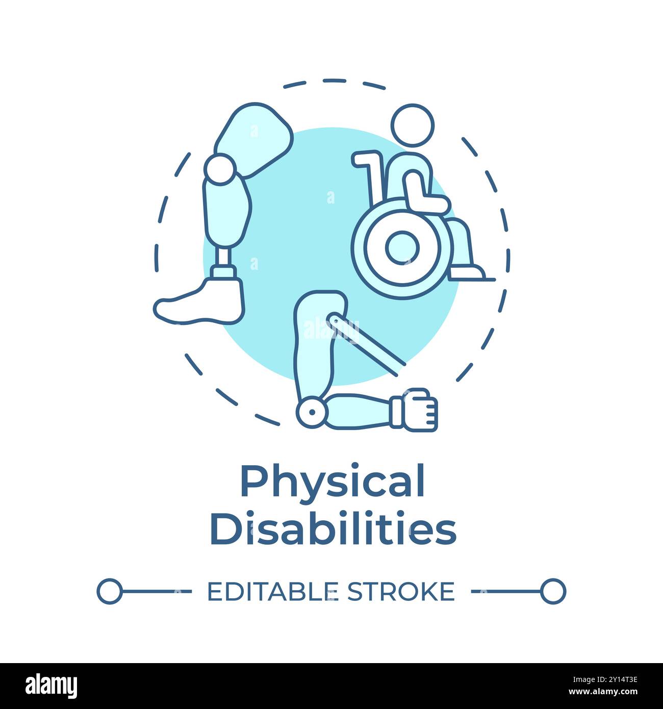 Physical disabilities soft blue concept icon Stock Vector Image & Art ...