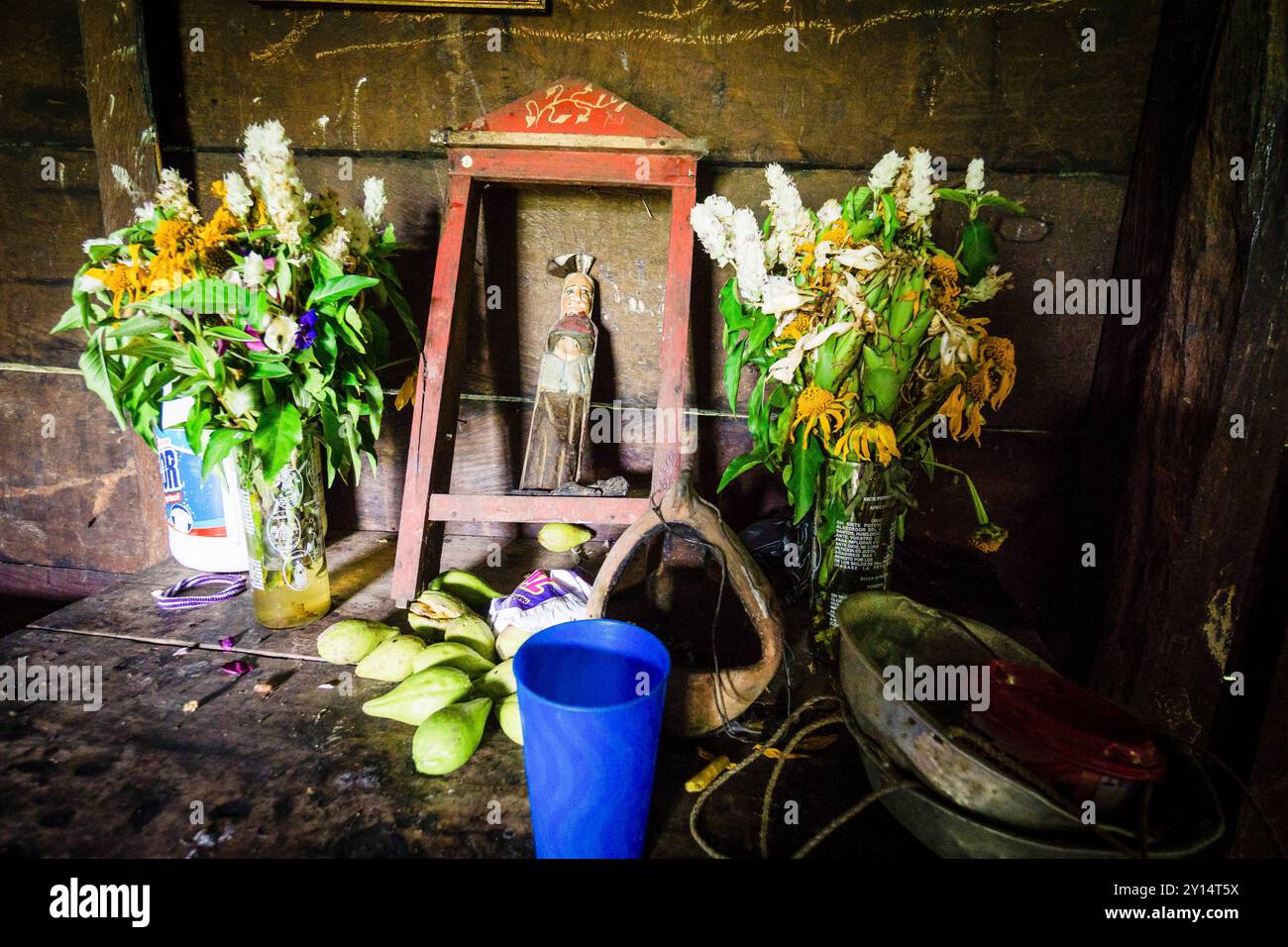 Private syncretic altar, Lancetillo, La Parroquia, Reyna area, Quiche ...