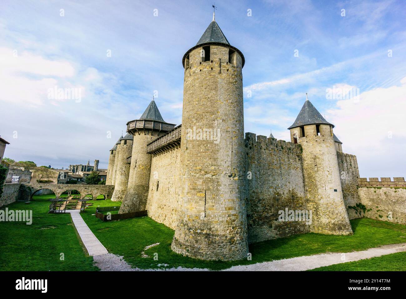 Walled citadel of Carcassonne, declared a World Heritage Site by UNESCO ...