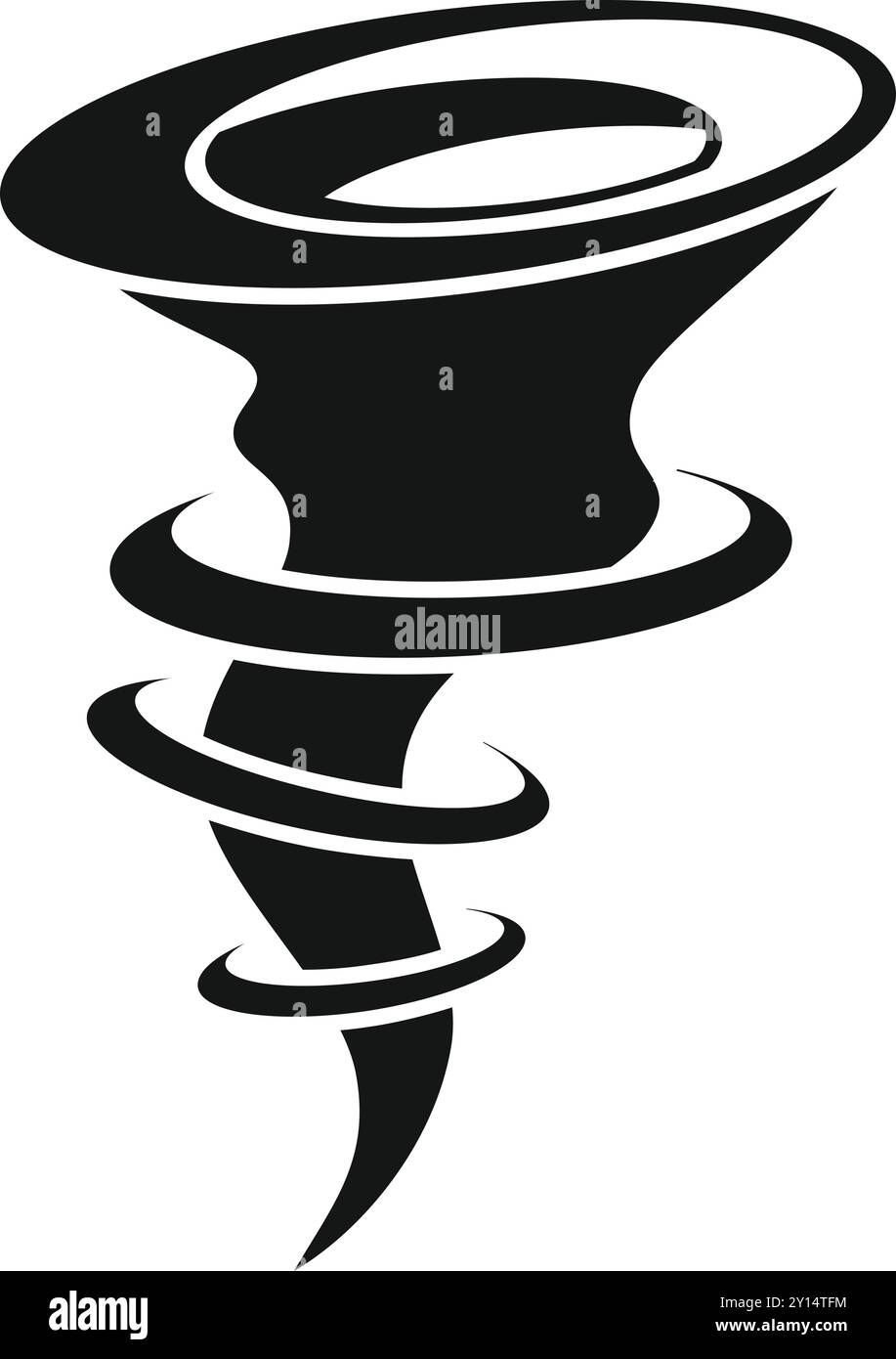 Simple black and white illustration of a tornado rotating and touching ...