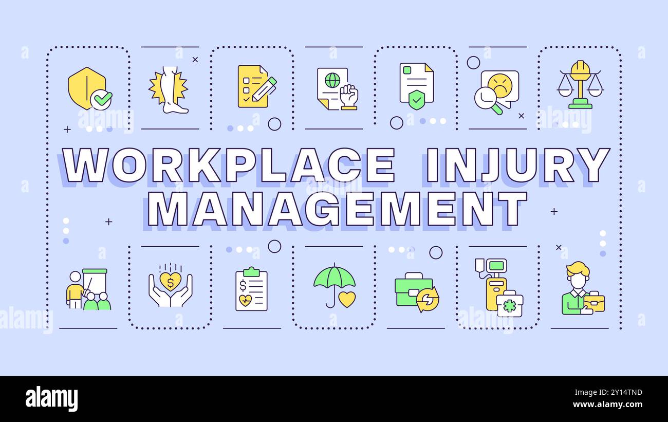 Workplace injury management pastel purple word concept Stock Vector ...