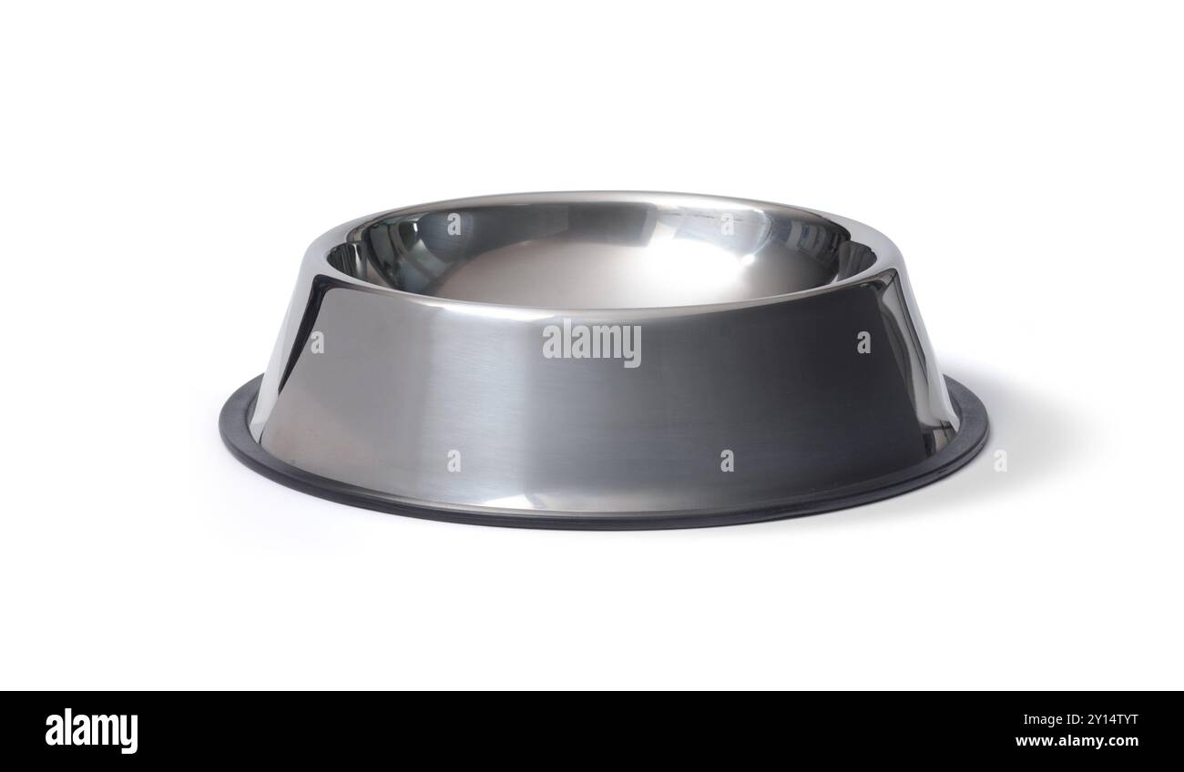 Stainless steel dog empty bowl isolated on white background Stock Photo ...
