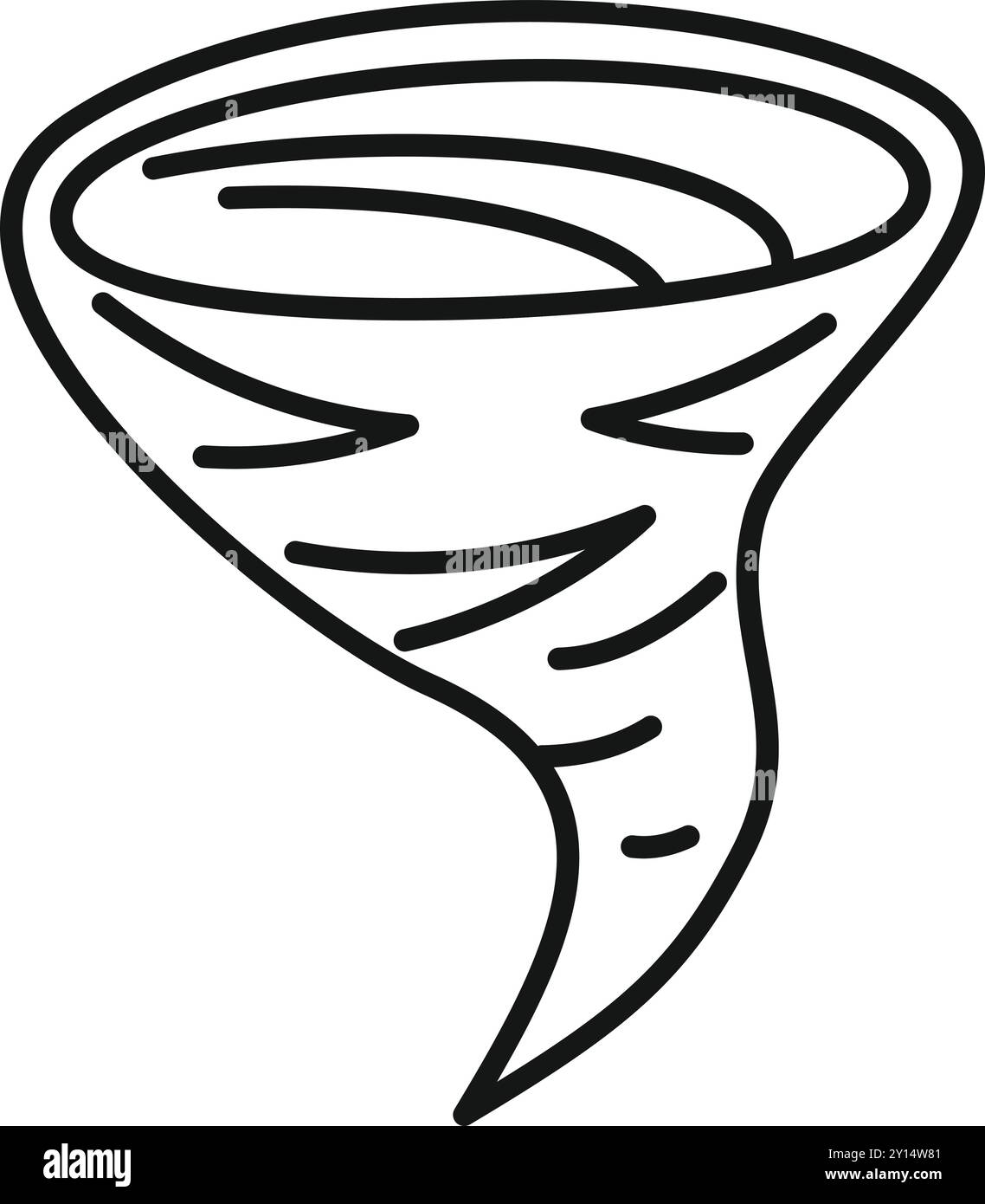 Simple line art illustration of a tornado forming with swirling wind ...