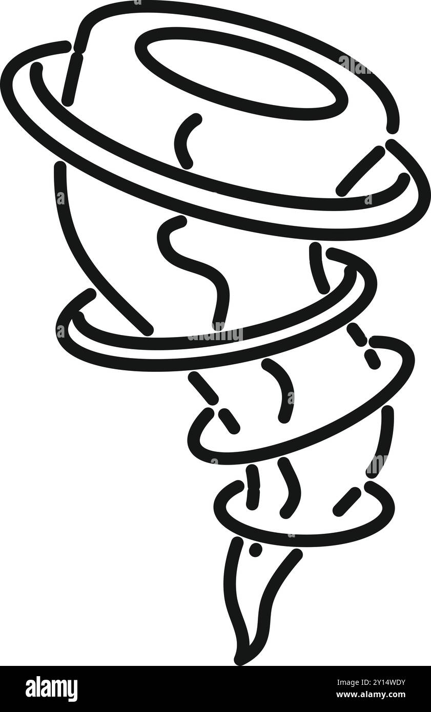 Simple line art illustration of a tornado forming a destructive vortex ...
