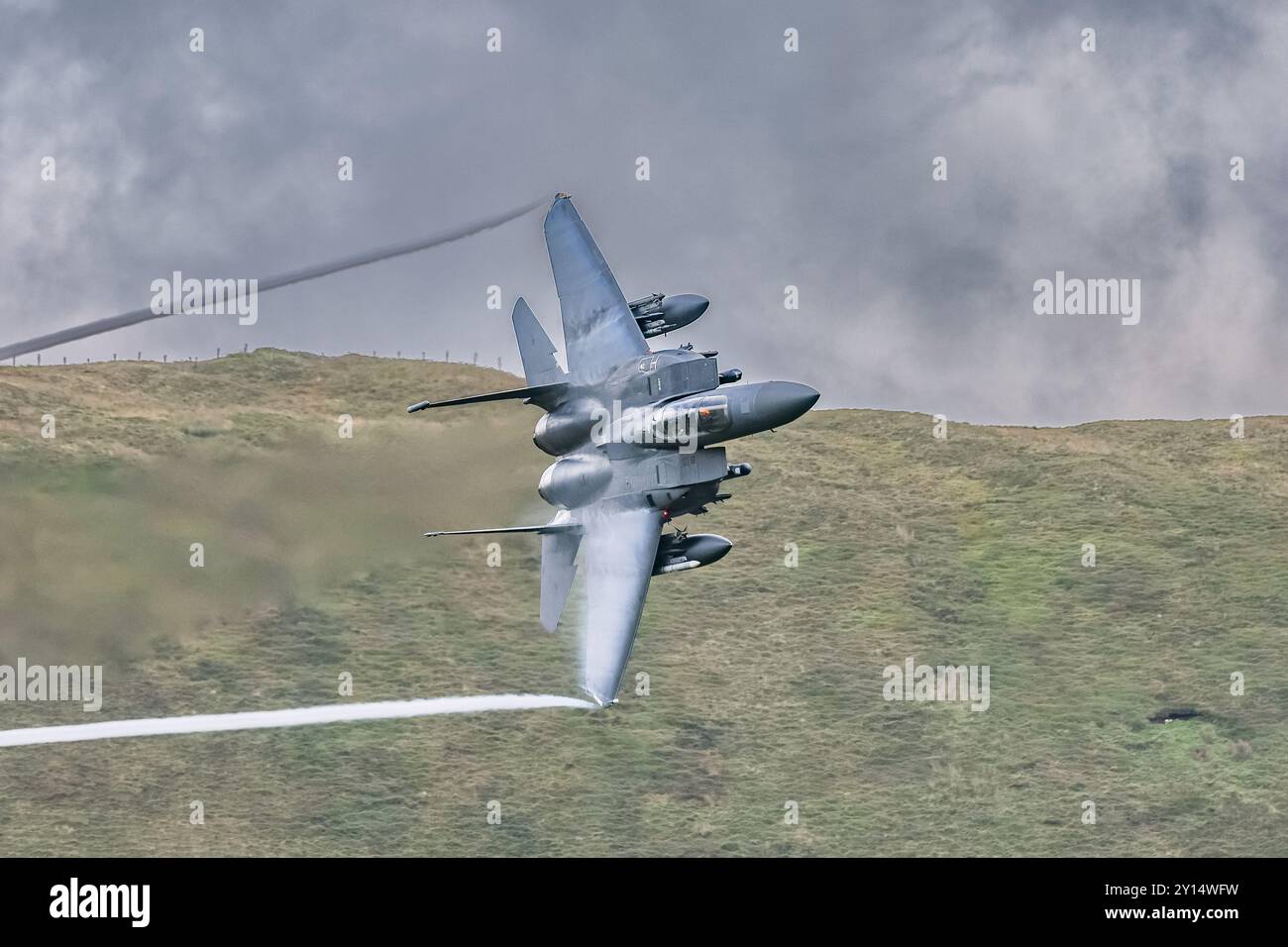 USAF McDonnell Douglas F-15 Eagle on a low level training sortie in LFA 7 also known as the Mach ...
