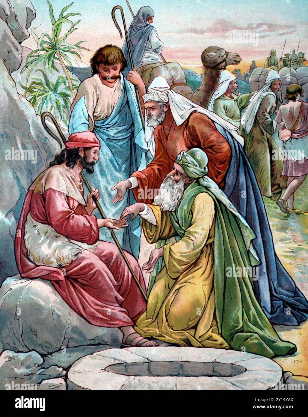 Abraham: Seated on a rock in Canaan. From a collection of colour prints ...