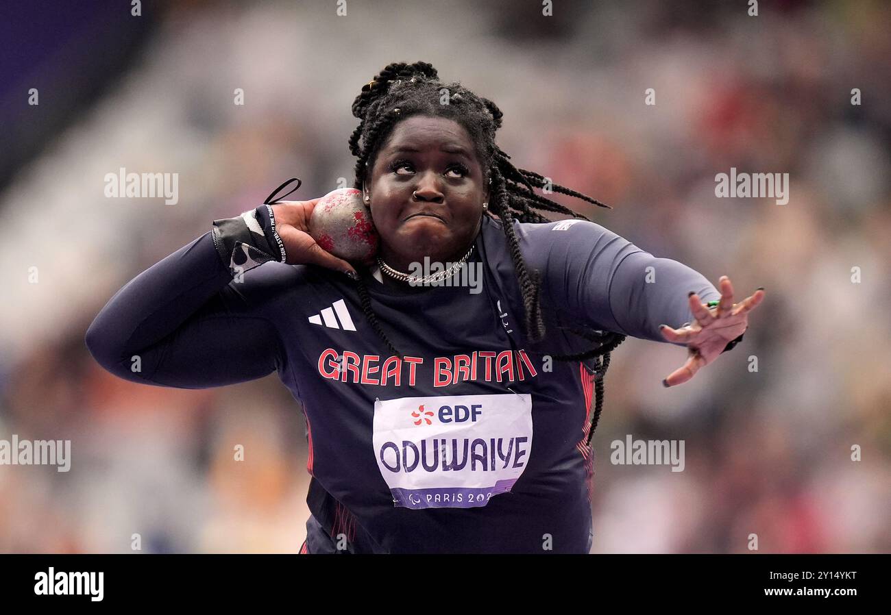 Great Britain's Funmi Oduwaiye competing in the Women's Shot Put F64 ...