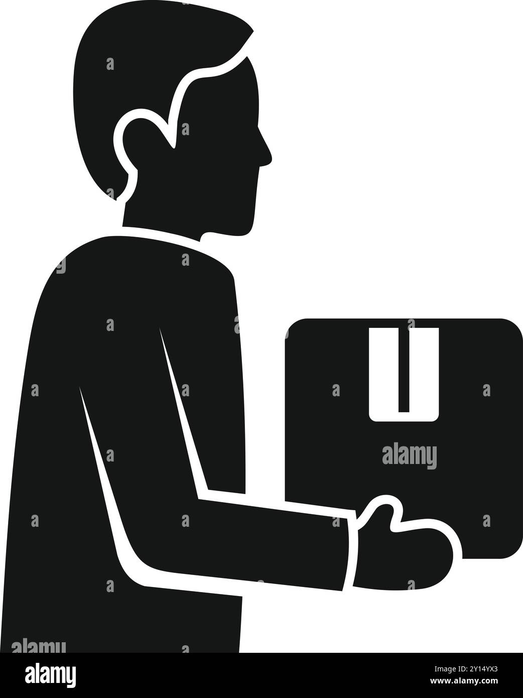 Delivery service worker holding Black and White Stock Photos & Images ...